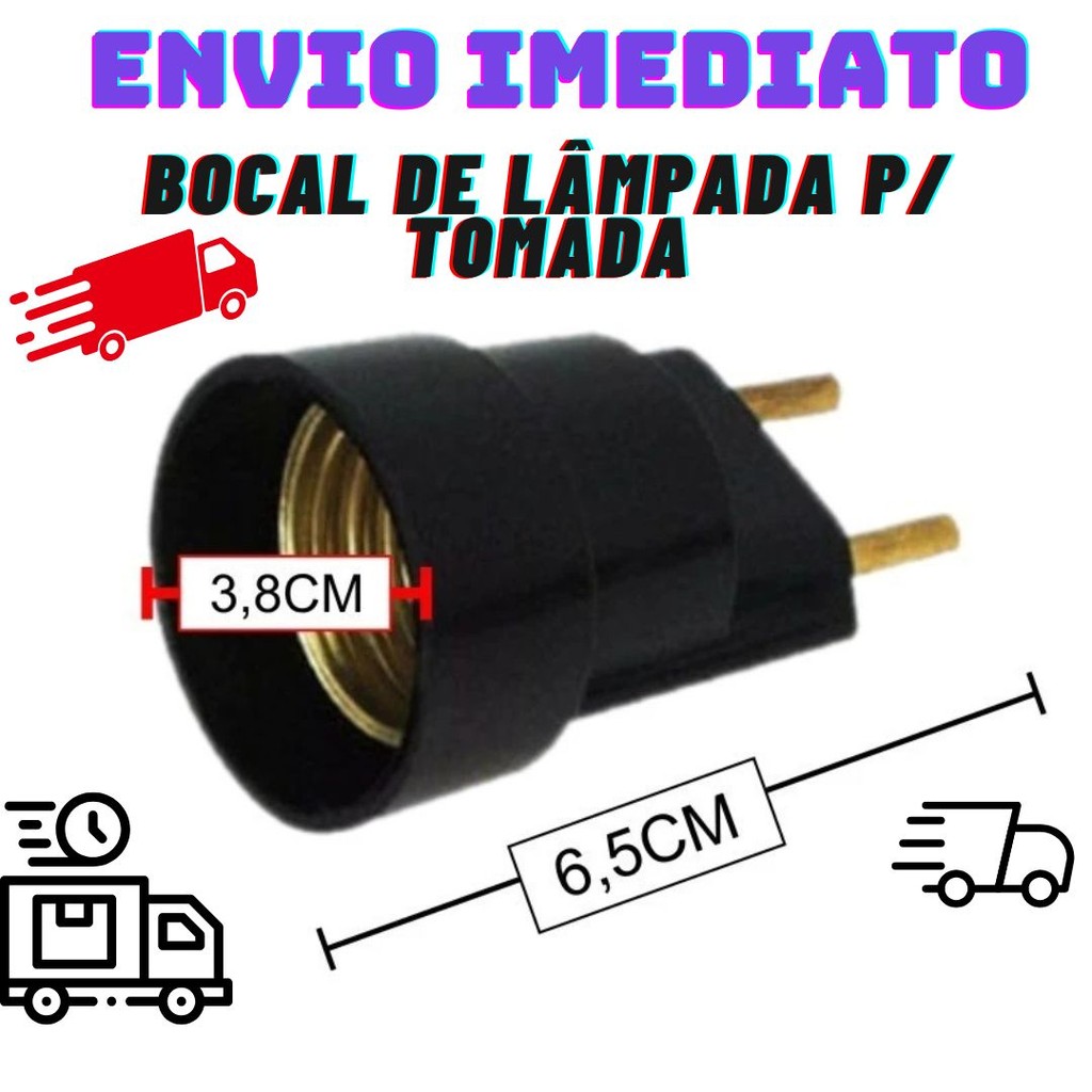 SOQUETE BOCAL PARA LAMPADA COM PINO PARA TOMADA PRETO E27 | Shopee Brasil