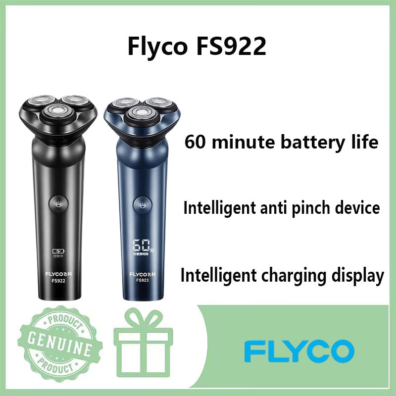 Barbeador Elétrico Flyco FS922 , Recarregável Inteligente Com Aparador De Costeletas | Shopee Brasil