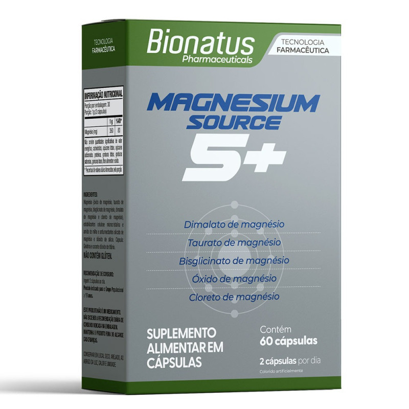 Magnesium Source Magnesio Puro 900MG 60 Capsulas - Bionatus | Shopee Brasil