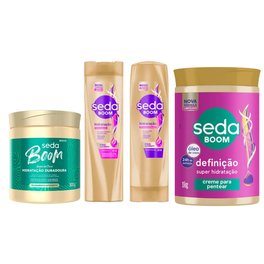 KITS SEDA BOOM SHAMPOO 300ML + CONDICIONADOR 300ML + MÁSCARA 500G ...