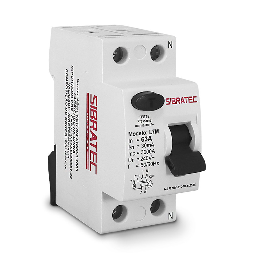 Interruptor Diferencial Residual Dr Bipolar 2 pólos 63A 30mA - SIBRATEC | Shopee Brasil