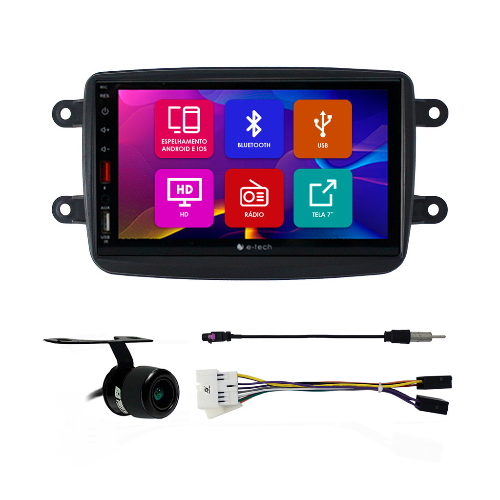 Kit Multimidia 7 Pol Duster Dynamique Oroch Logan Sandero Expression Privlege Pick Up Captur ...