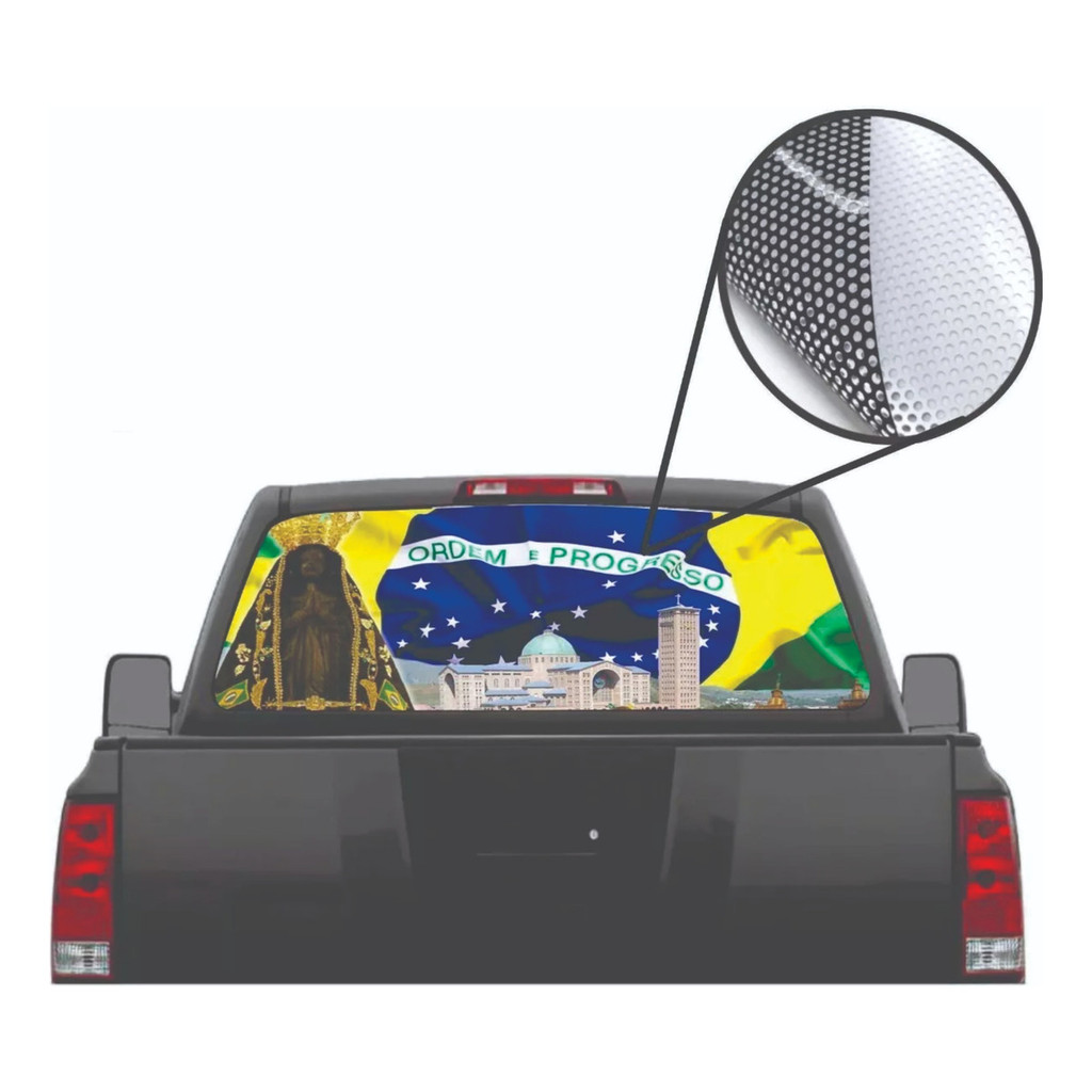 Adesivo Perfurado Ns Aparecida Brasil Vidro Traseiro Pickup | Shopee Brasil