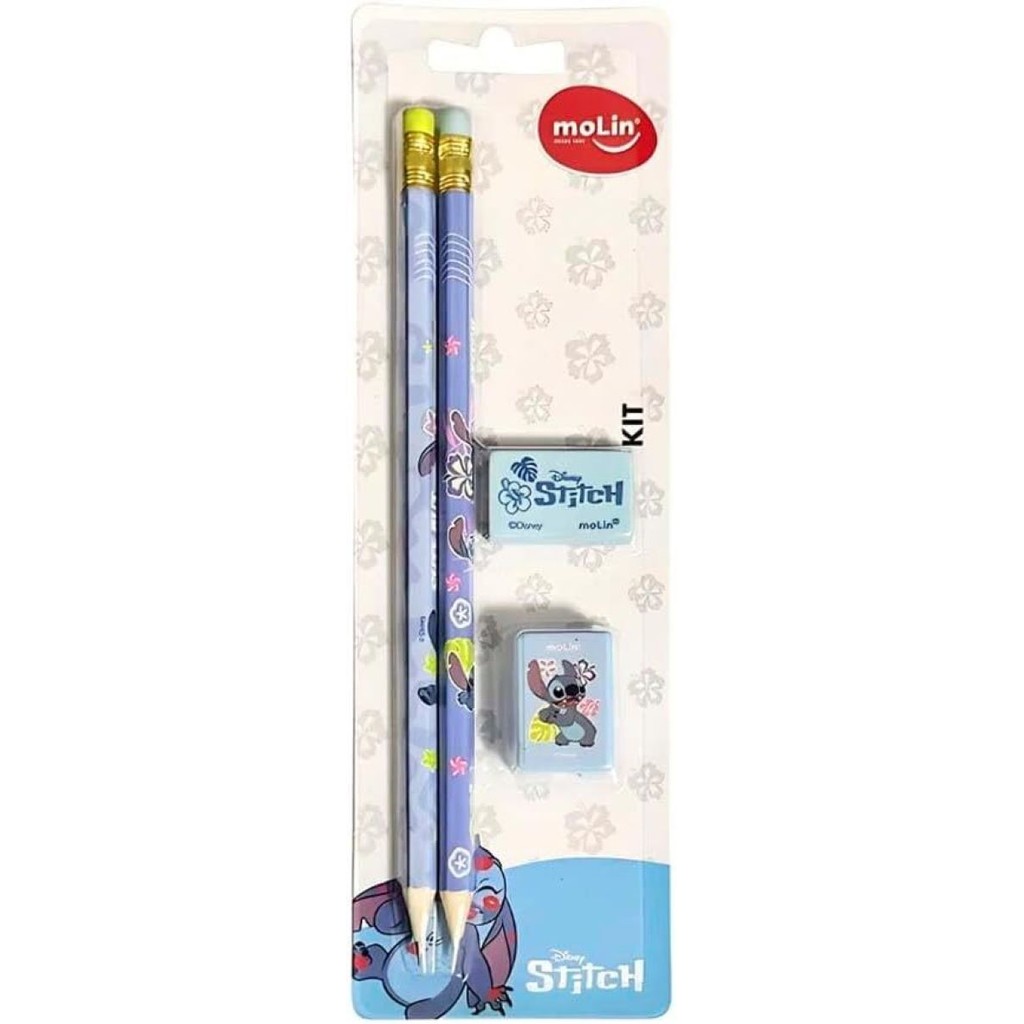 KIT STITCH COM 4 ITENS (02 LAPIS 01 APONT 01 BORRACHA) | Shopee Brasil