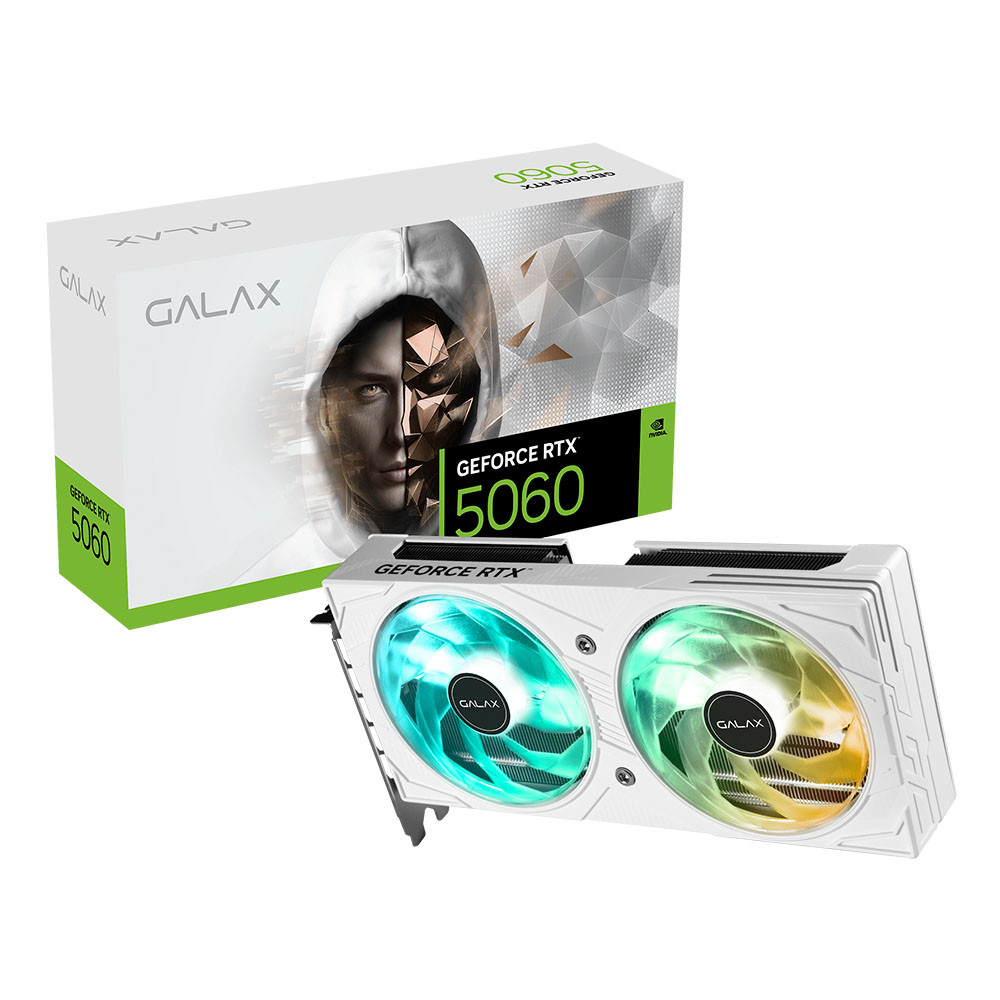 Placa de Vídeo Galax GeForce RTX 5060 EX White, 1 Click OC, 8GB, GDDR7, DLSS, G-Sync ...