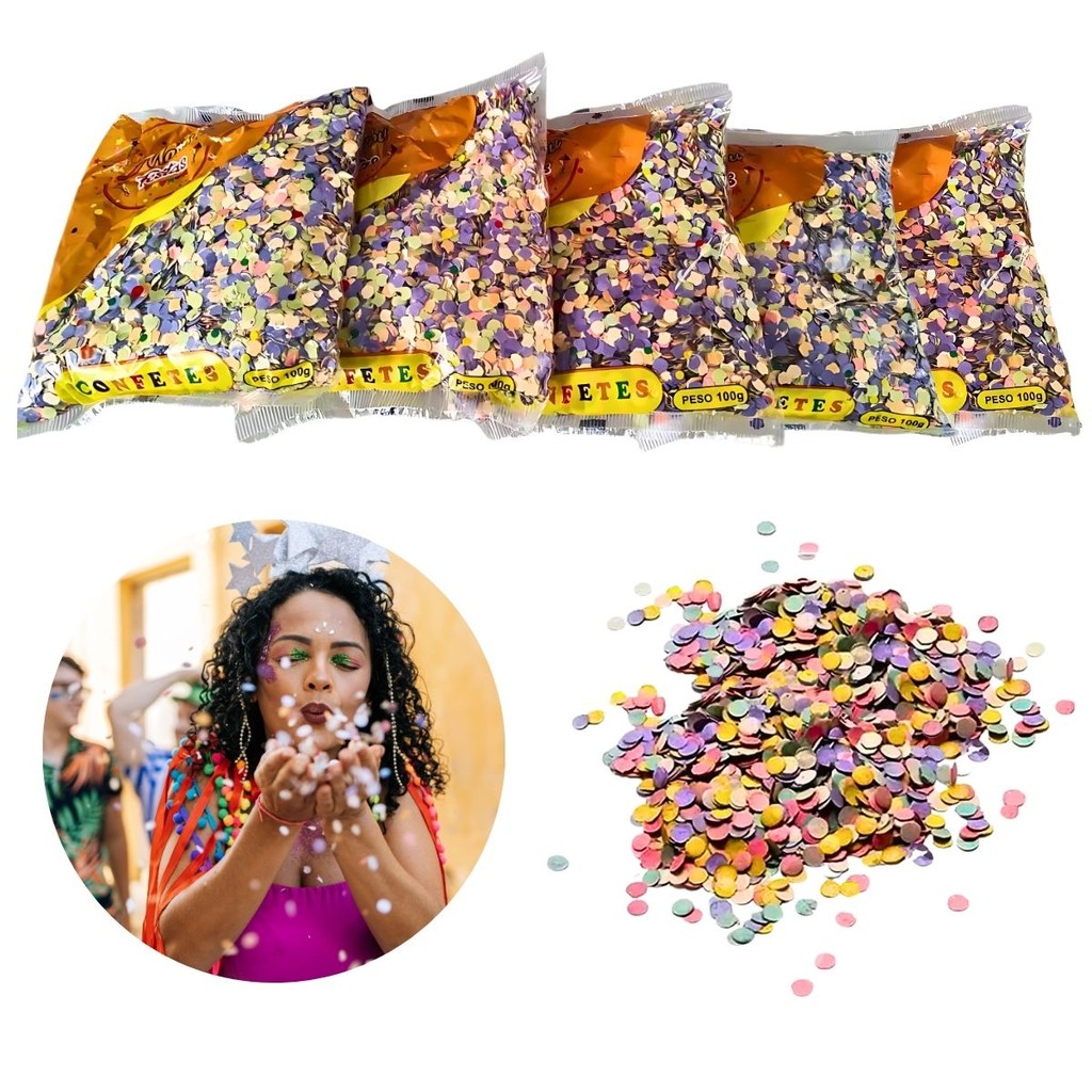 Confete de Carnaval Colorido Atacado 500g Festa a Fantasia Brincadeiras ...