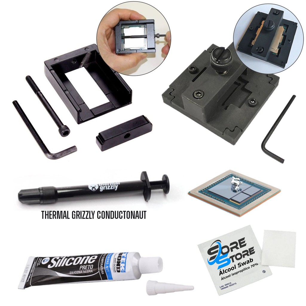 Kit Ferramenta Delid + Relid + Thermal Grizzly Conductonaut + Silicone ...