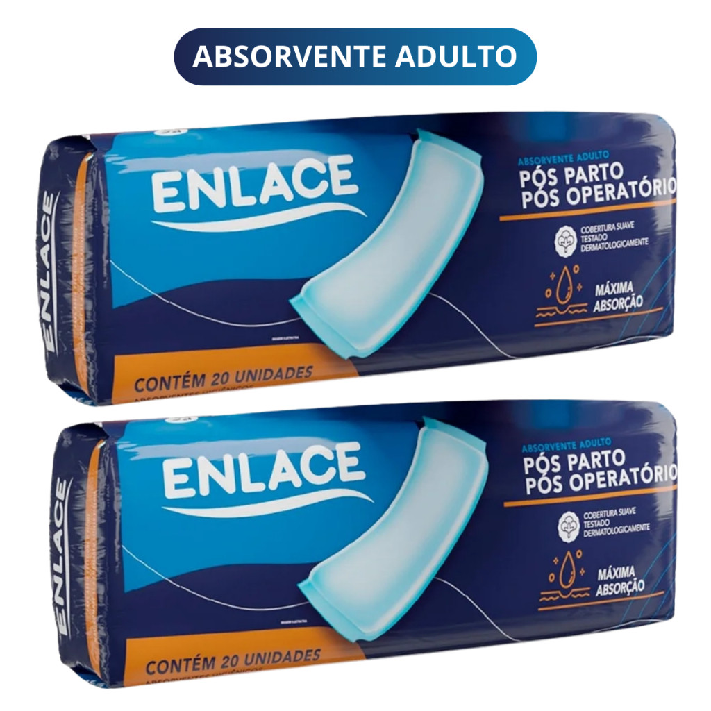 Absorvente Adulto Enlace Pós-Parto ou Operatório 20 Unidades – Uso ...