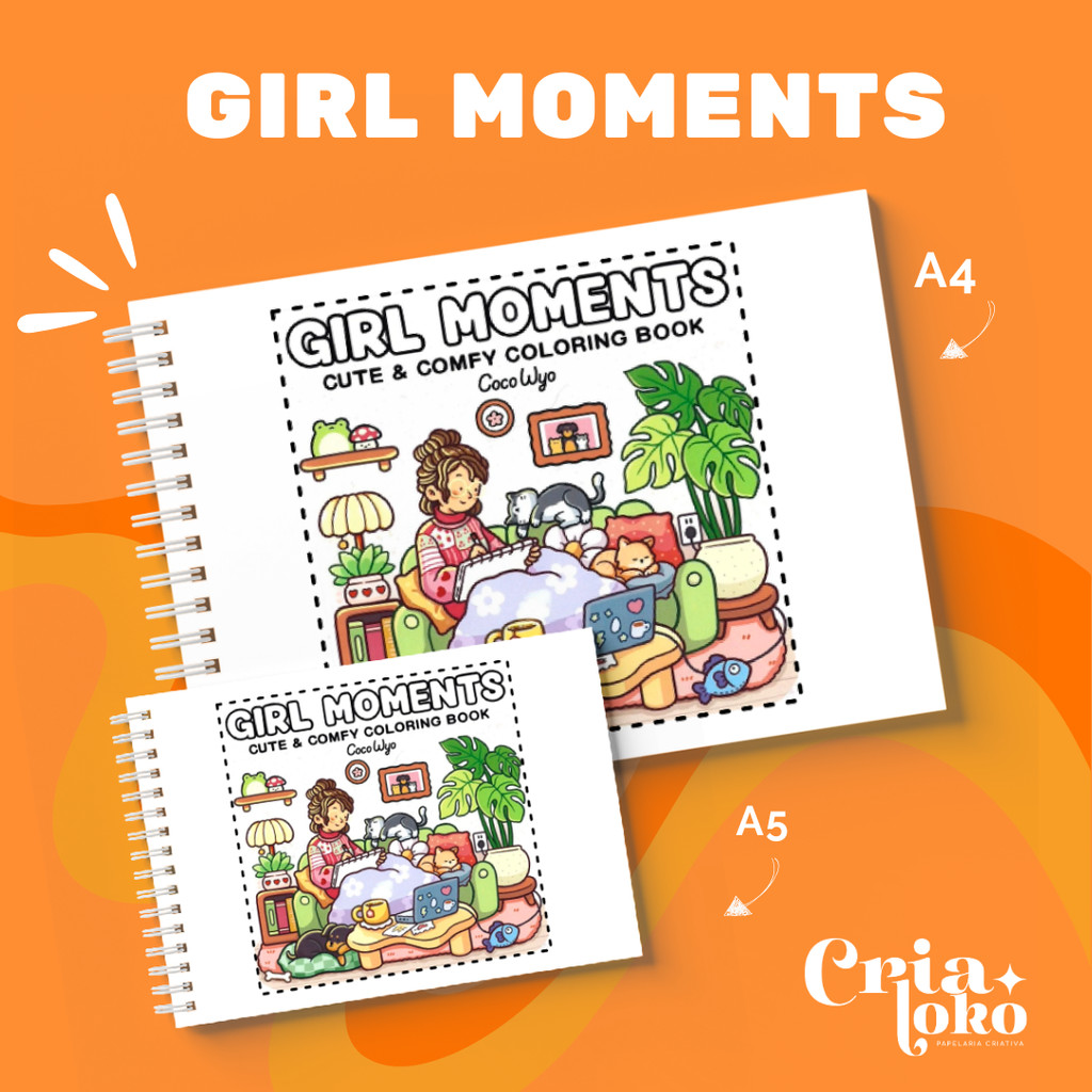 Livro de Colorir Girl Moments Folhas em 180 GRAMAS Coloring Book Girl ...