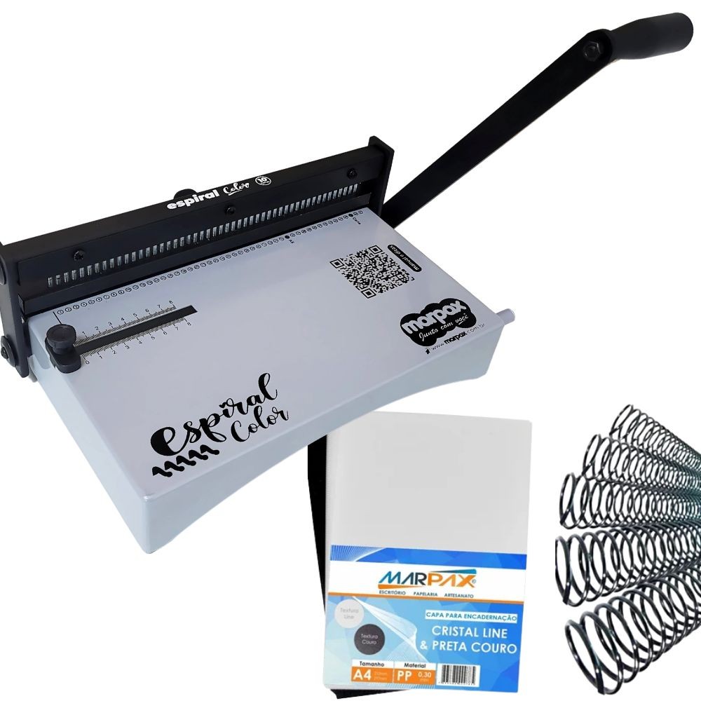 Kit Encadernadora Espiral Color Preta + 100 Capas e Espirais | Shopee ...