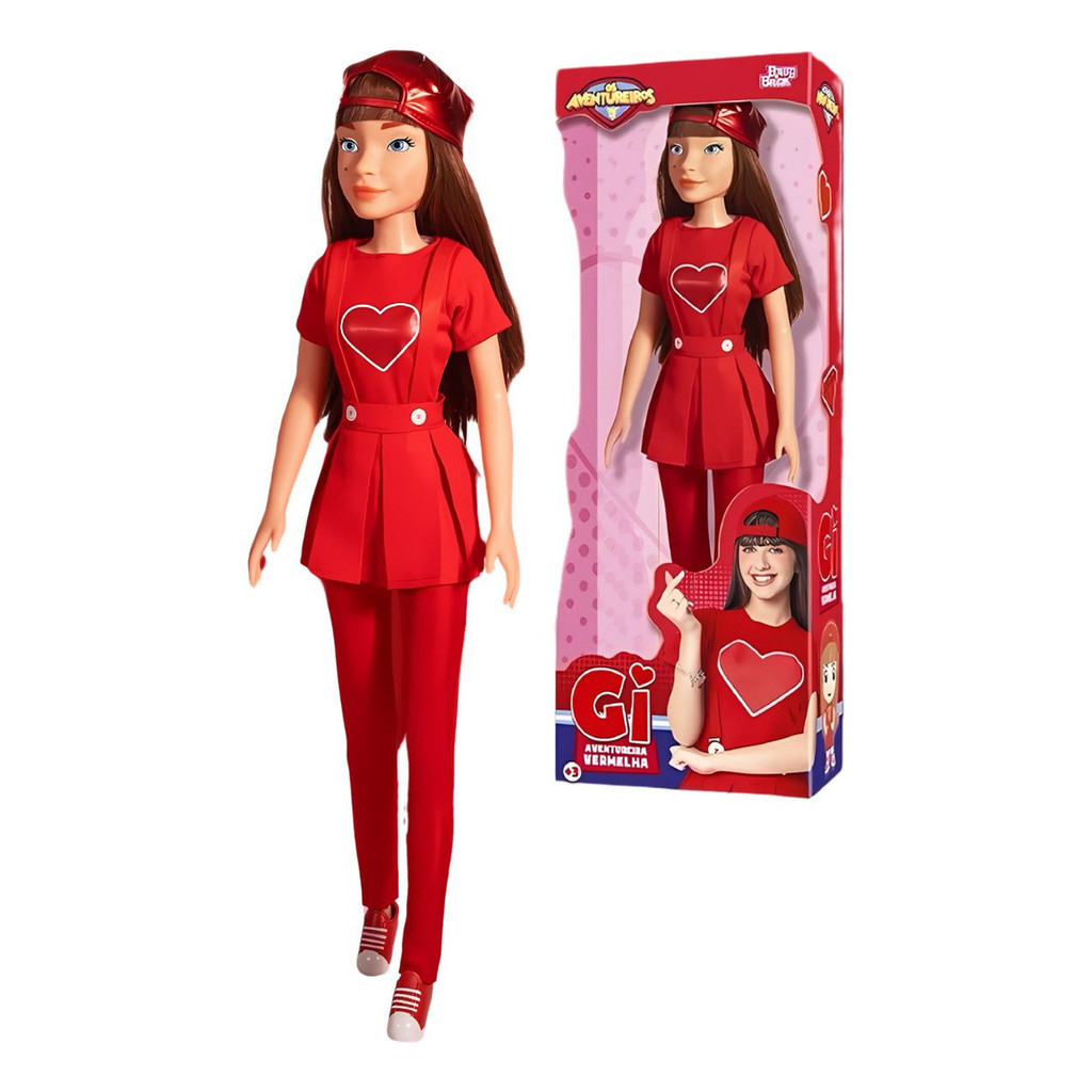 Boneca Gi Aventureira Vermelha 55cm Novabrink | Shopee Brasil