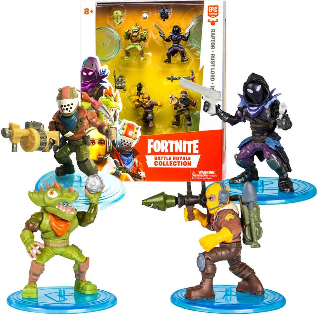 Fortnite Mini Bonecos Raptor + Rust Lord + Rex + Raven + Acessórios ...