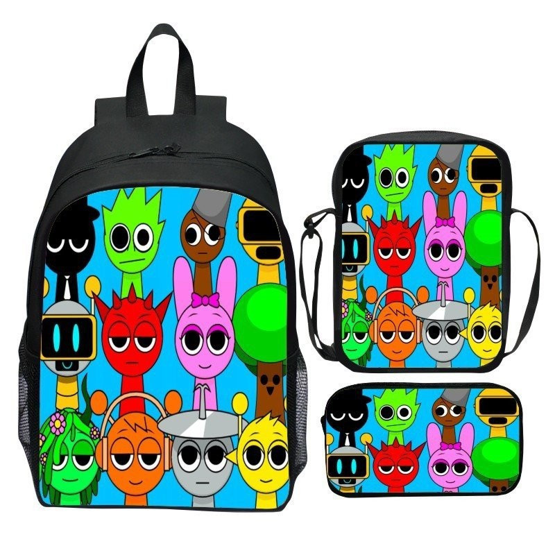 3 Pieces/Set Sprunki Crianças Mochila Bolsa De Ombro Cartoon Lápis ...