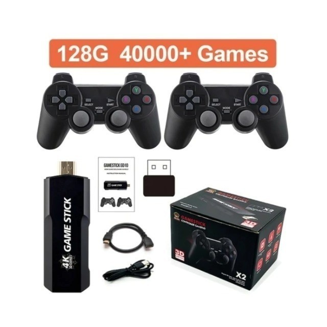 Game Stick Controller Gamepad X2 3D Wireless 4k Retrô 128 GB AV Novo ...