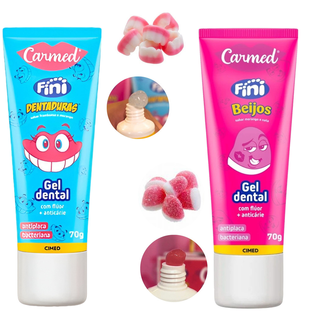 Kit 2 Pasta de Dente Infantil Creme Gel Dental Kids Fini Dentaduras ...