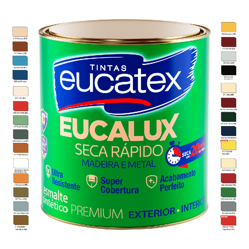 TINTA EUCALUX ESMALTE SINTETICO BRILHANTE PREMIUM VERDE COLONIAL 900ML ...
