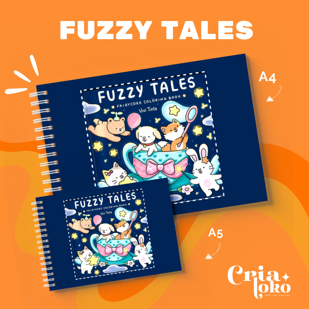 Livro de Colorir FUZZY TALES Folhas em 180 GRAMAS Coloring Book FUZZY TALES Vários Temas ...