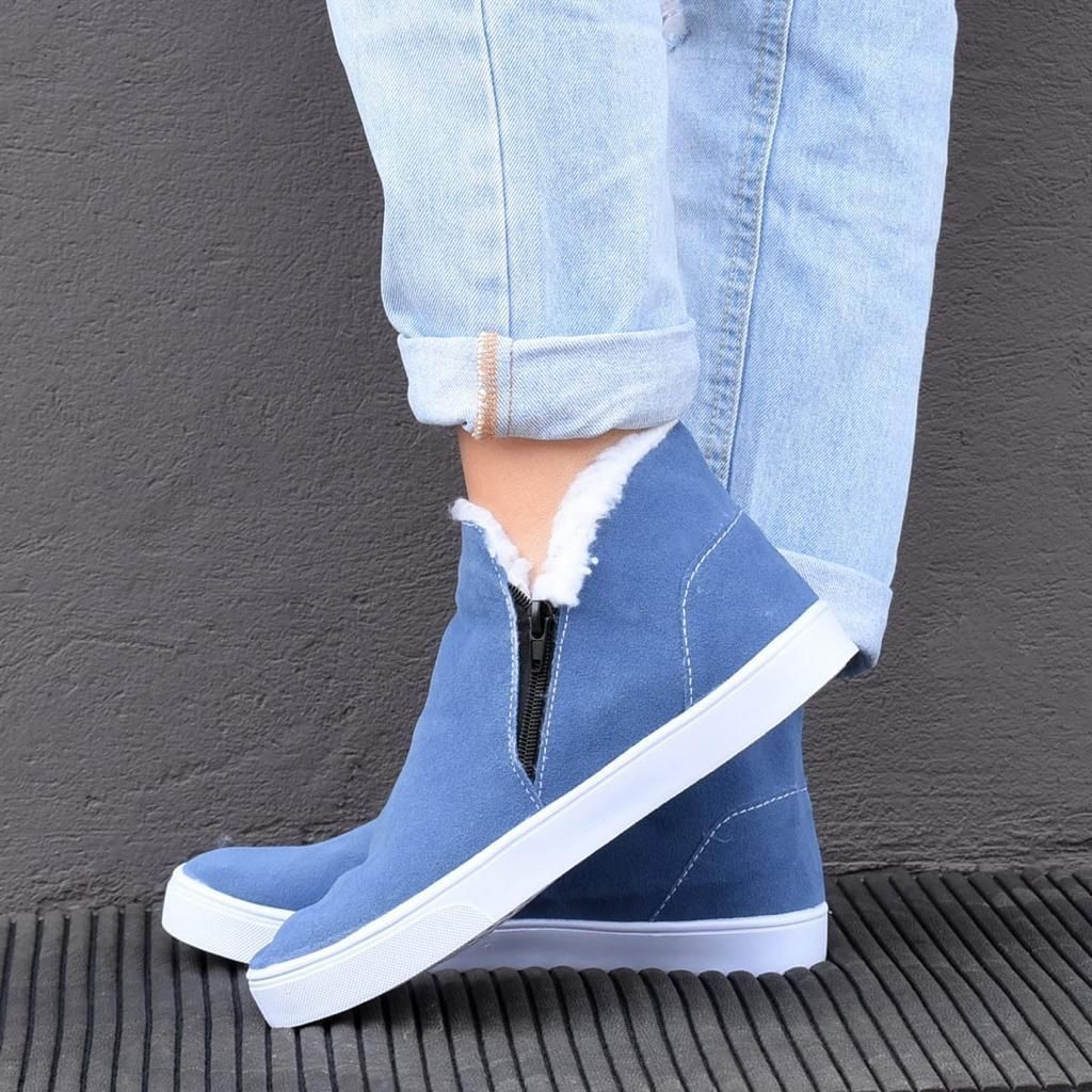 Botinha Feminino casual com pelinhos forrada - Bota com pelo - Botinha ...