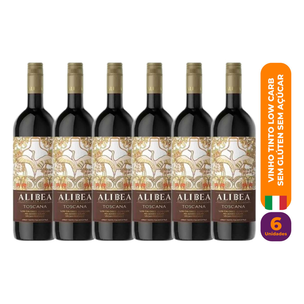 Kit c/ 6 Vinho Tinto Vegano Toscana Low Carb Sem Açúcar Sem Glúten ...