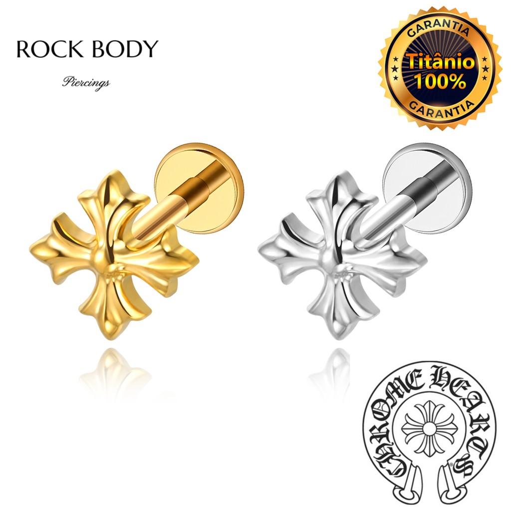 Piercing Tragus Labret Titânio Chrome Hearts Zircônia Cravejada Conch ...