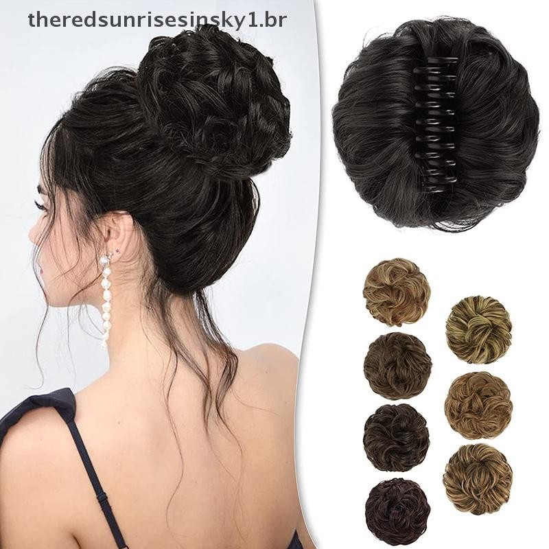 Novo Estilo Coque De Cabelo Sintético Realista Bagunçado Encaracolado ...
