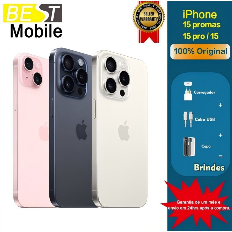 Telemóvel iPhone 15 Pro e Pro Max 128GB 256GB 5G ORIGINAL NF Display ...