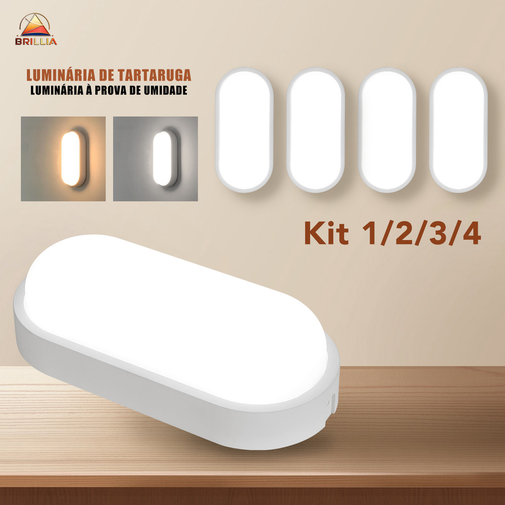 KIT 1 a 4 Luminária Arandela Tartaruga Led Impermeável para Sacada Corredor e Jardim 8W/15W ...