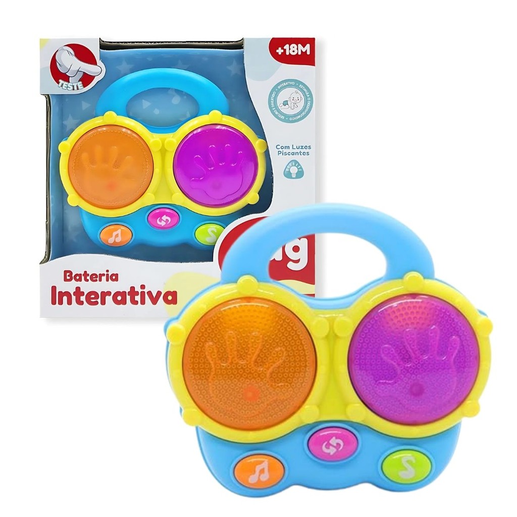 Brinquedo Educativo Mini Bateria Musical Luz e Som 1416 - Shiny Toys ...