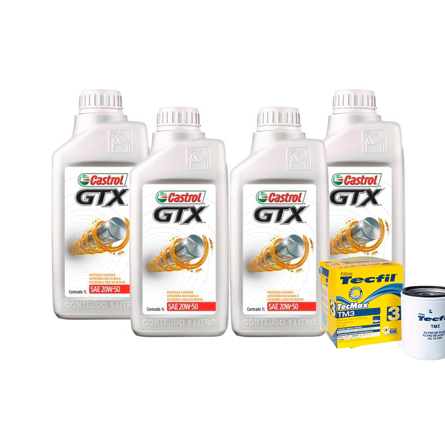 KIT 4L CASTROL GTX 20W50 + TM3 LINHA GM | Shopee Brasil