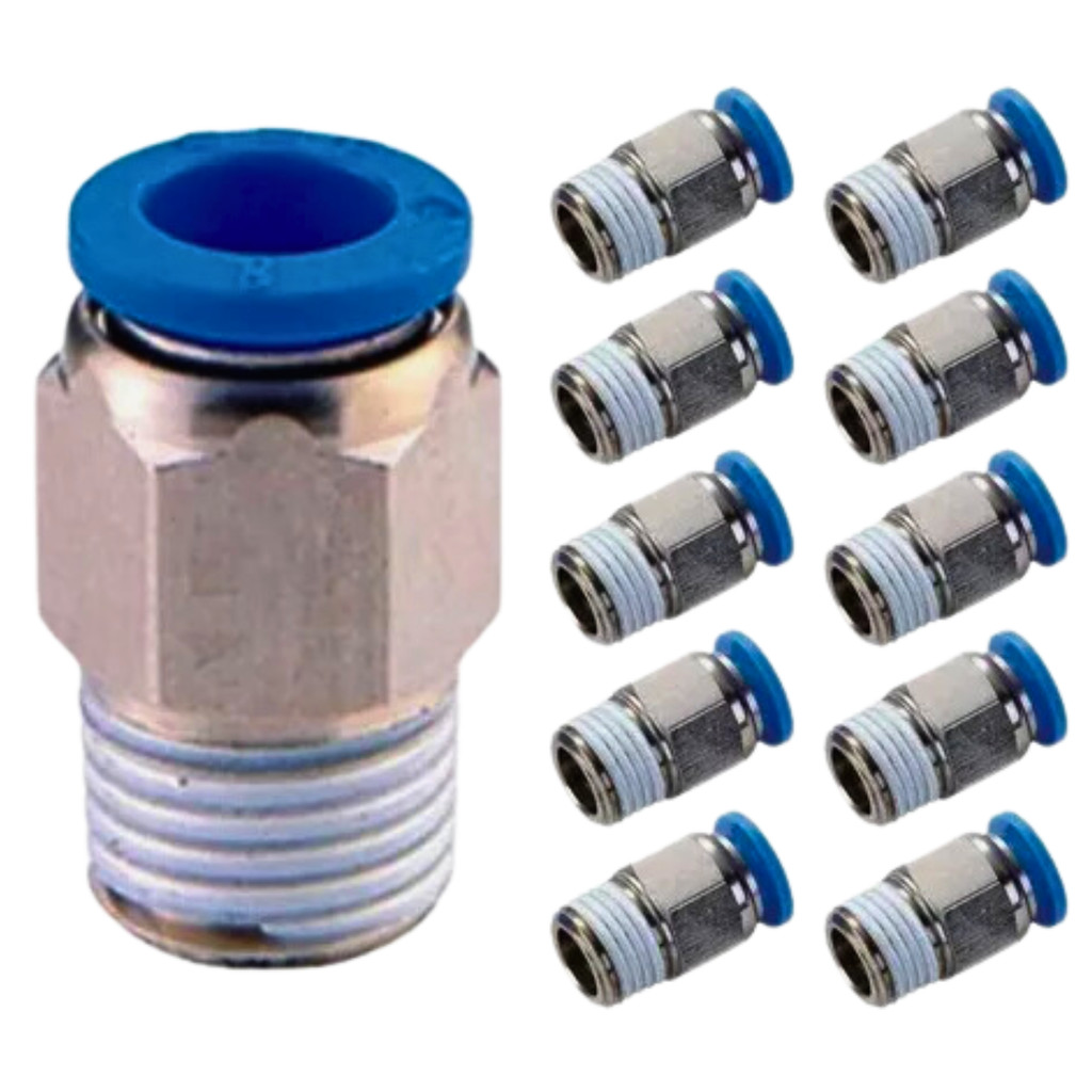 10 Conexão Pneumática Engate Rápido Reta Macho 1/8 Npt X 8mm | Shopee Brasil