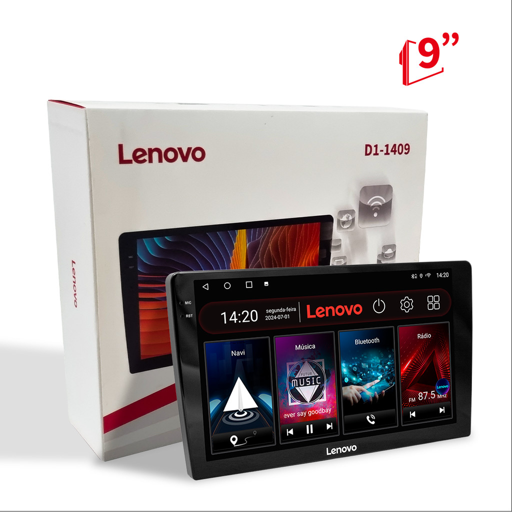 CENTRAL MULTIMIDIA UNIVERSAL LENOVO 09" ANDROID OCTA CORE TELA QLED 2K/4GB RAM/64GB FLASH/TOPPAL ...