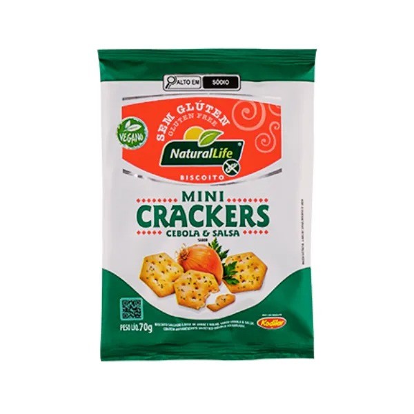 BISCOITO MINI CRACKERS SABOR CEBOLA E SALSA VE GANO S/ GLUTEN KODILAR ...