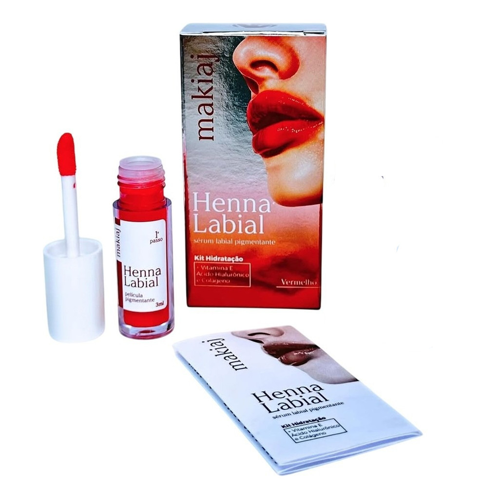 Kit C/2 Henna labial pigmentante Vermelha - Makiaj | Shopee Brasil