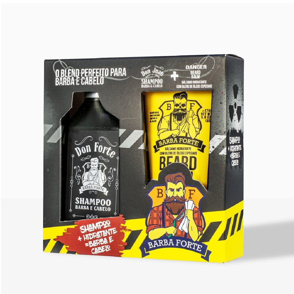 Barba Forte Kit Shampoo Don Forte 250ml+Bálsamo Danger 170g | Shopee Brasil