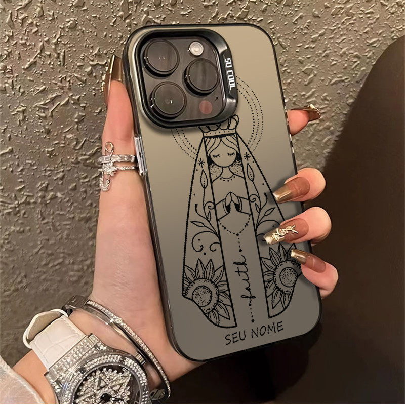 Capinha personalizado Nossa Senhora Drawing para iPhone 11 12 13 15 14 16 Pro max xr xs max 8 ...
