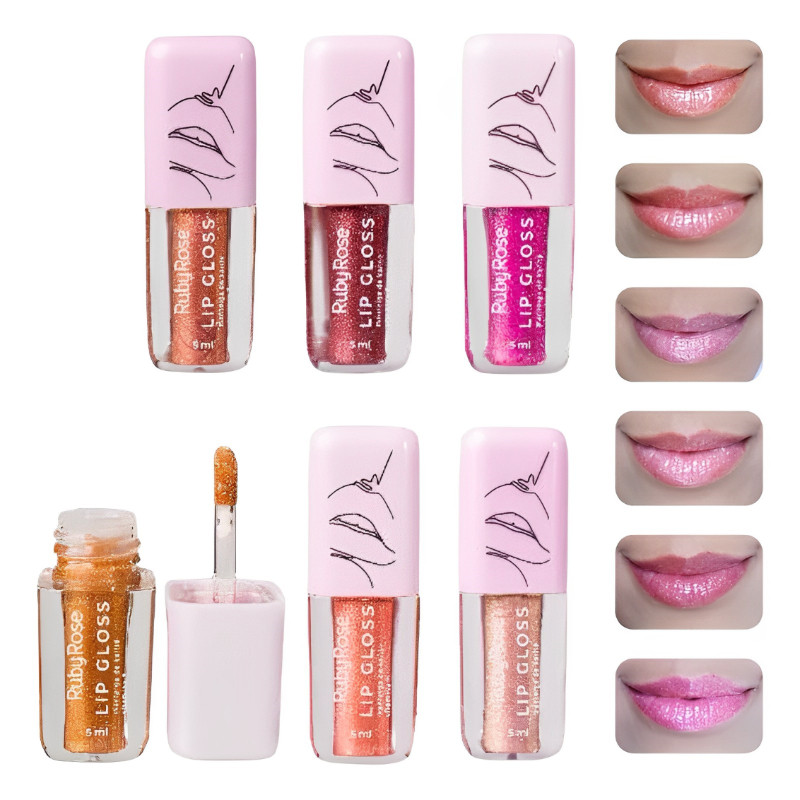 Lip Gloss Brilho Labial Com Glitter Ruby Rose HB8234 | Shopee Brasil