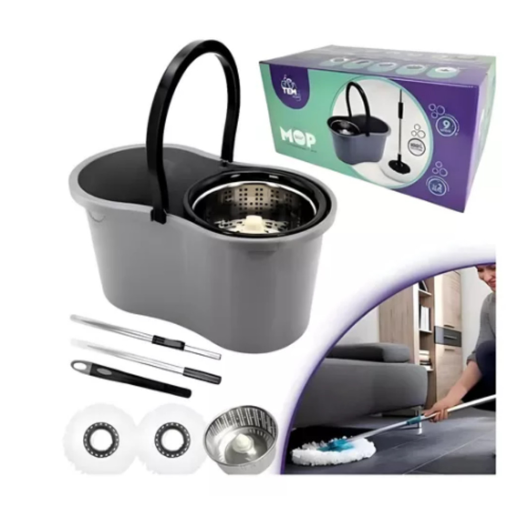Mope Esfregão Giratório P/ Limpeza da Casa Com Balde é Centrífuga Inox ...