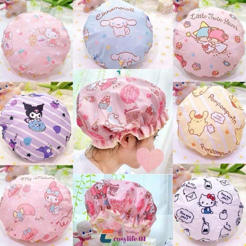 Sanrio Hello Kitty Thickened Adult Shower Cap Melody Cinnamoroll Kuromi ...