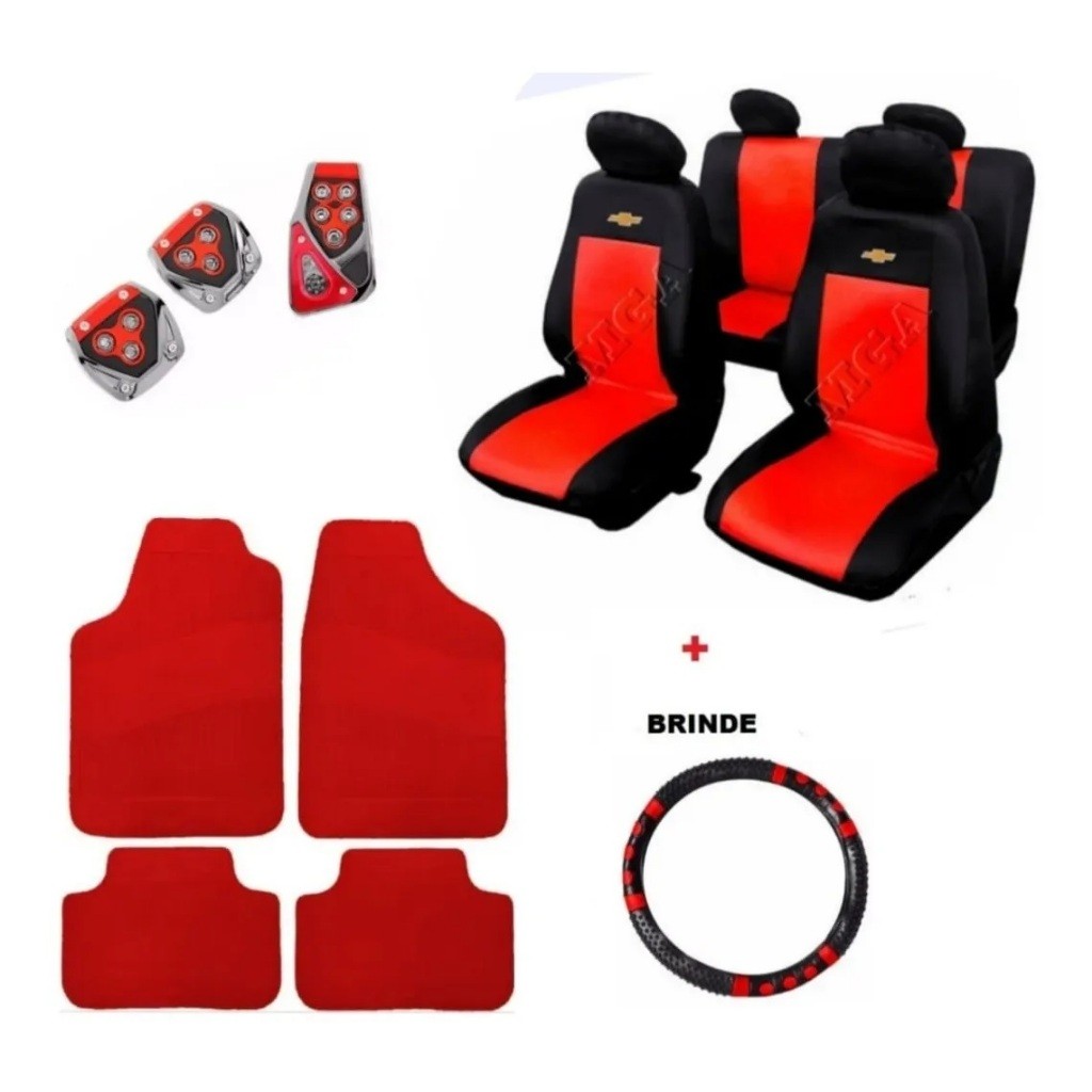 Kit capa banco carro +c/volante +pedaleira +tapete Chevrolet corsa ...