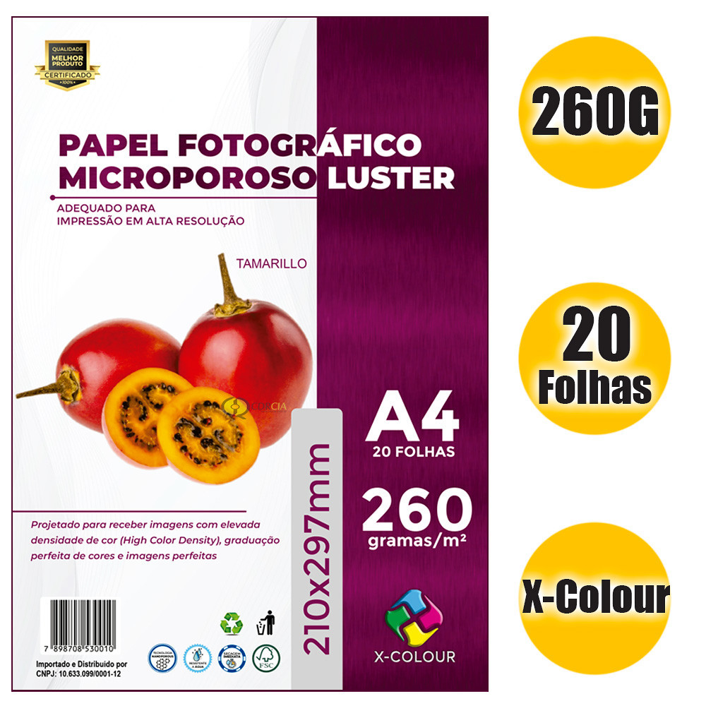 Papel Fotográfico Microporoso Luster 260g - X-Colour - Pacote 20 folhas | Shopee Brasil