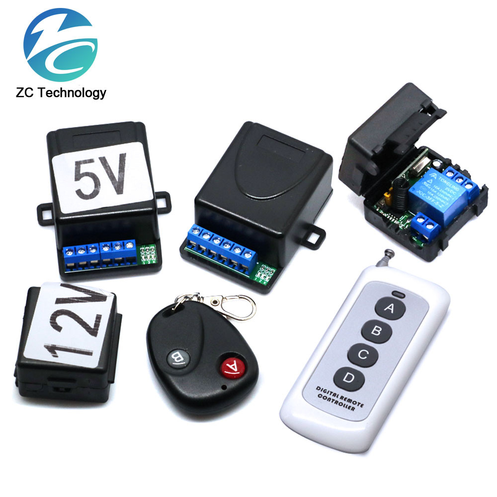 Interruptor Sem Fio De Controle Remoto RF 433Mhz DC 5V 12V 1CH Receptor ...