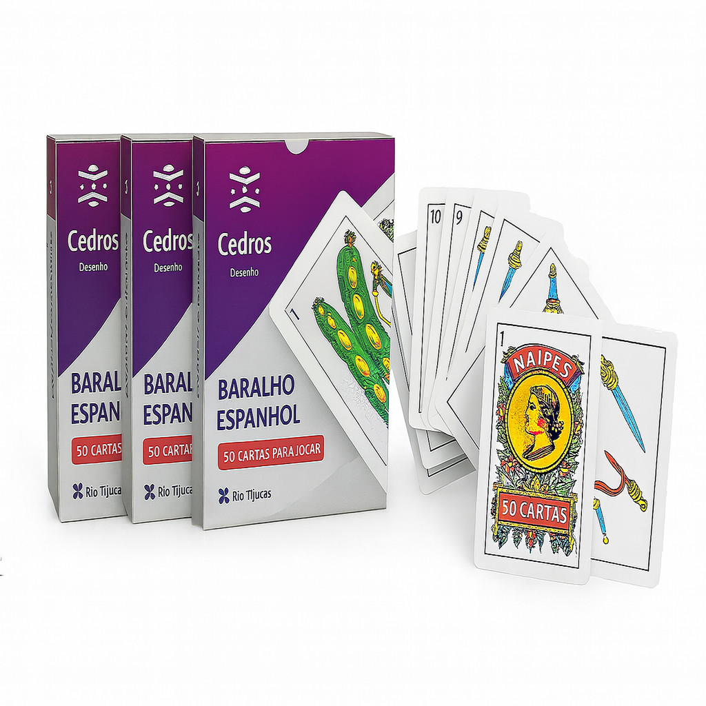 Kit Baralho Espanhol 50 Cartas Papel Tradicional p/ Truco Canastra e ...