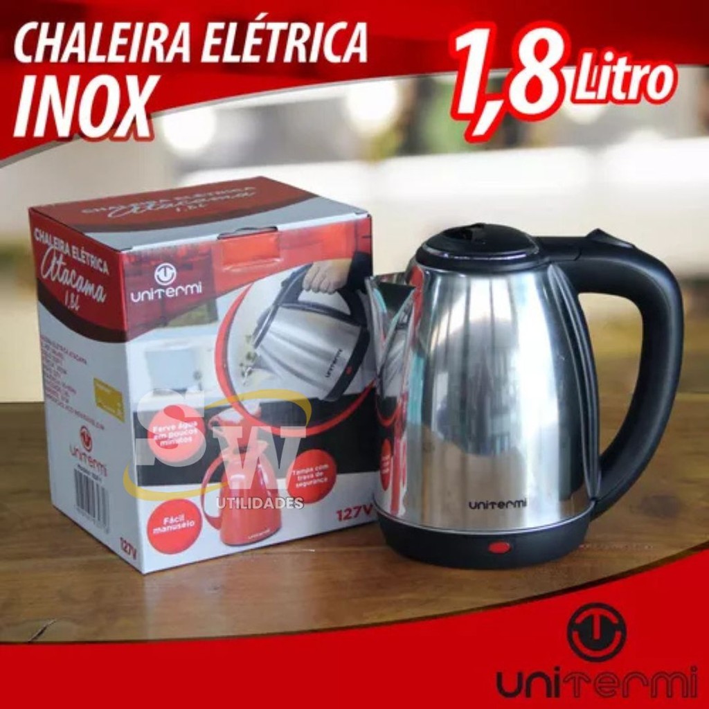Chaleira Elétrica Térmica Unitermi Inox 1.8 Litros Com Tampa 127V | Shopee Brasil