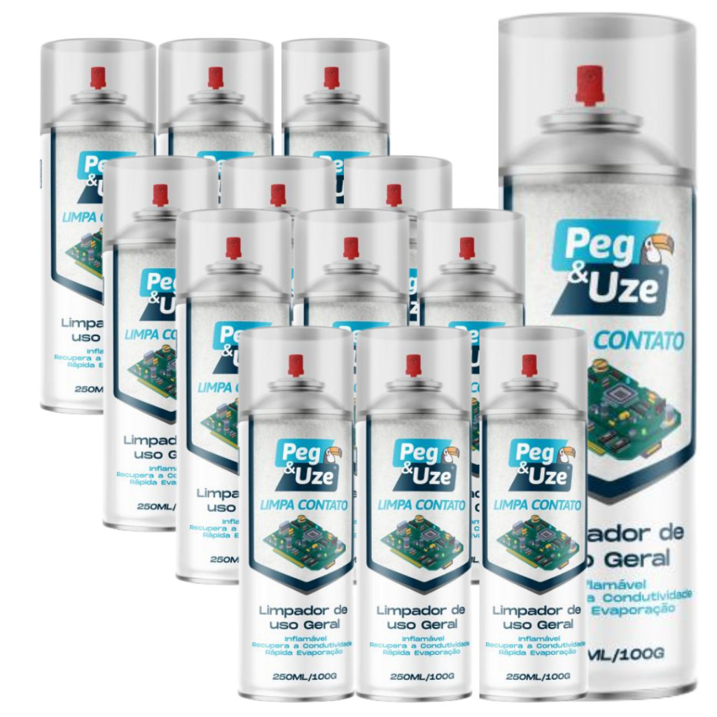 12 Unidades Limpa Contato Spray 250ml – Peg & Uze Etaniz | Shopee Brasil