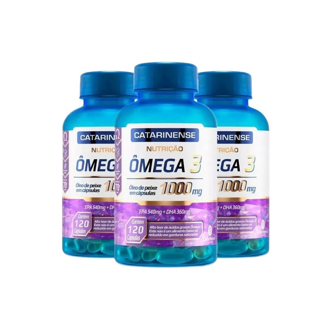 Kit c/ 3 Ômega 3 1000mg EPA 540mg+DHA 360mg 120 Cápsulas – Catarinense | Shopee Brasil