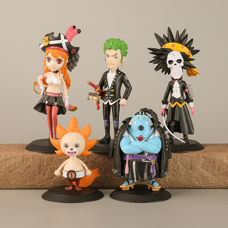 5Pcs Anime One Piece Flim Red Luffy Zoro Chopper Brook Jinbe Brinquedo ...