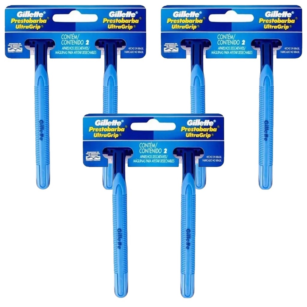 Kit 3 Cartelas Aparelho de Barbear Prestobarba UltraGrip 2 Gillette 4 ...
