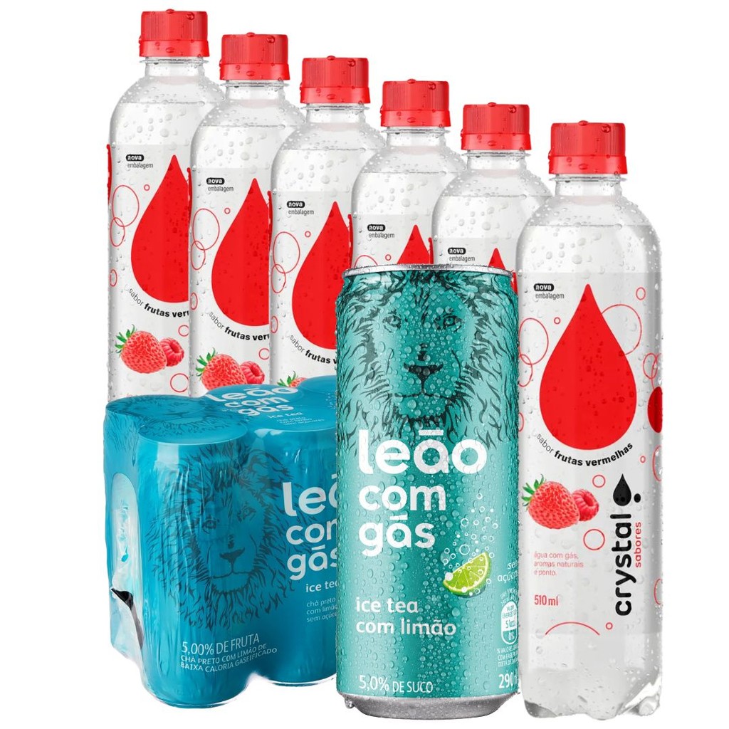 Kit 6un Chá Leão com Gás Ice Tea com Limão 290ml Zero Açúcar + 6un ...