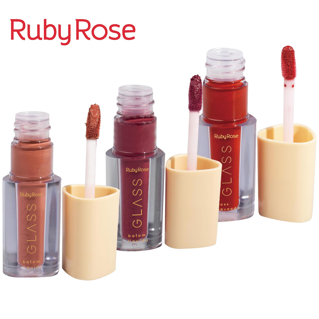 Batom Líquido Gloss Laqueado HB577 Glass Ruby Rose | Shopee Brasil