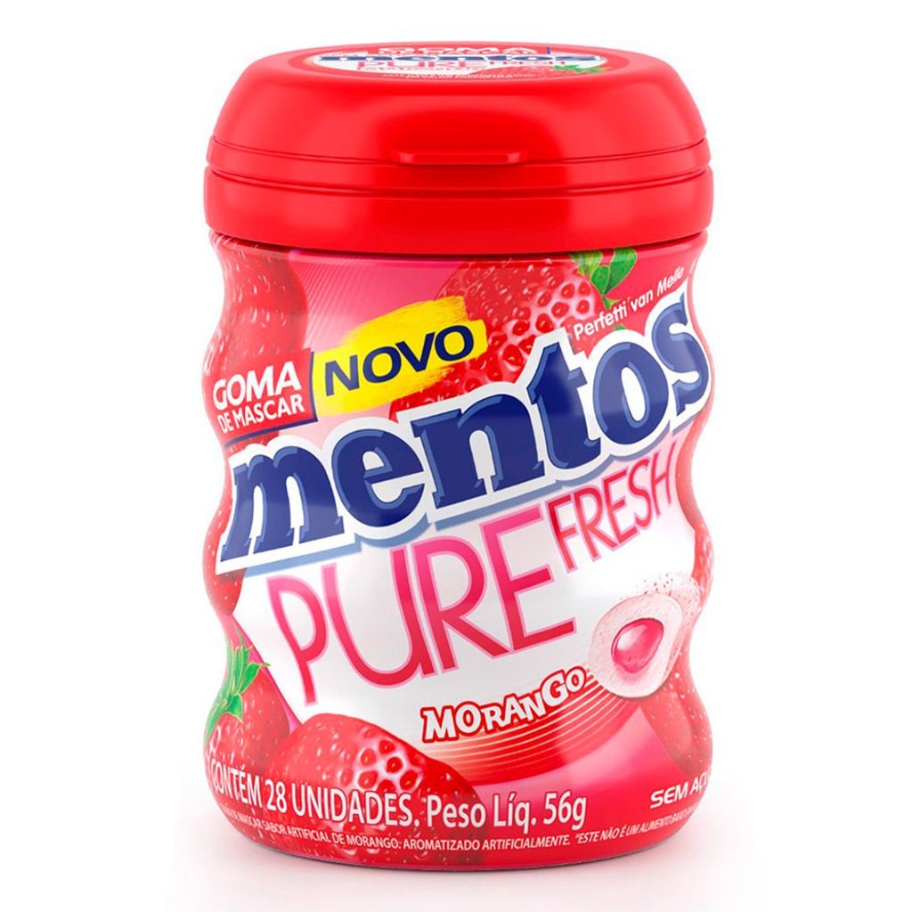 Chiclete Mentos Pure Fresh Morango 56g | Shopee Brasil